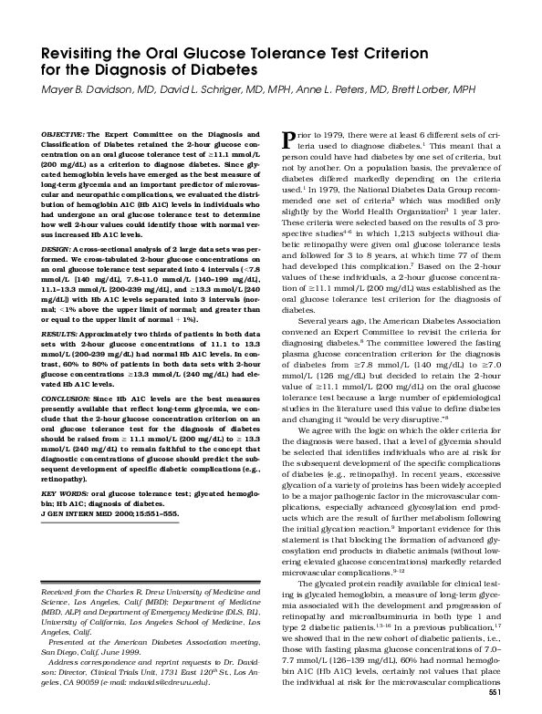 (PDF) Revisiting the oral glucose tolerance test criterion for the ...