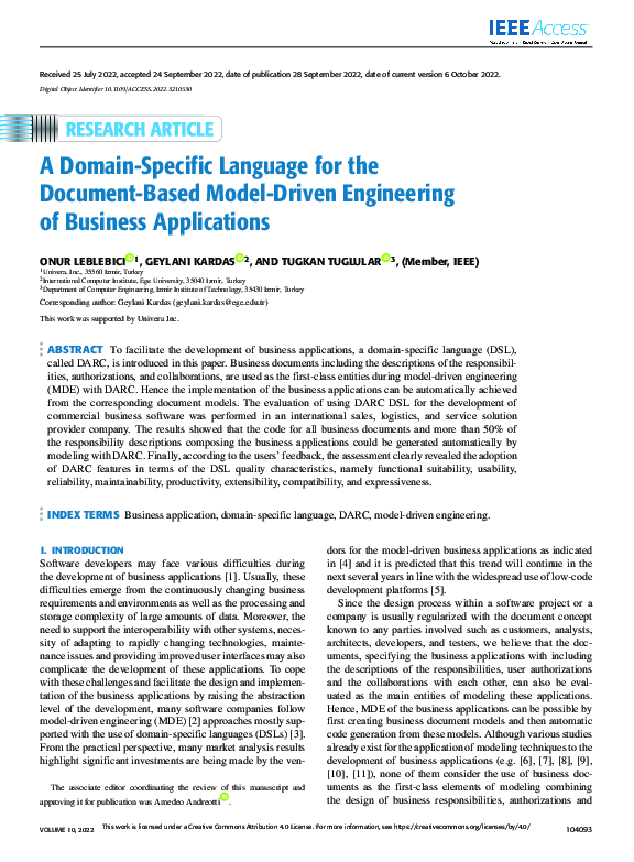 Pdf A Domain Specific Language For The Document Based Model Driven Engineering Of Business