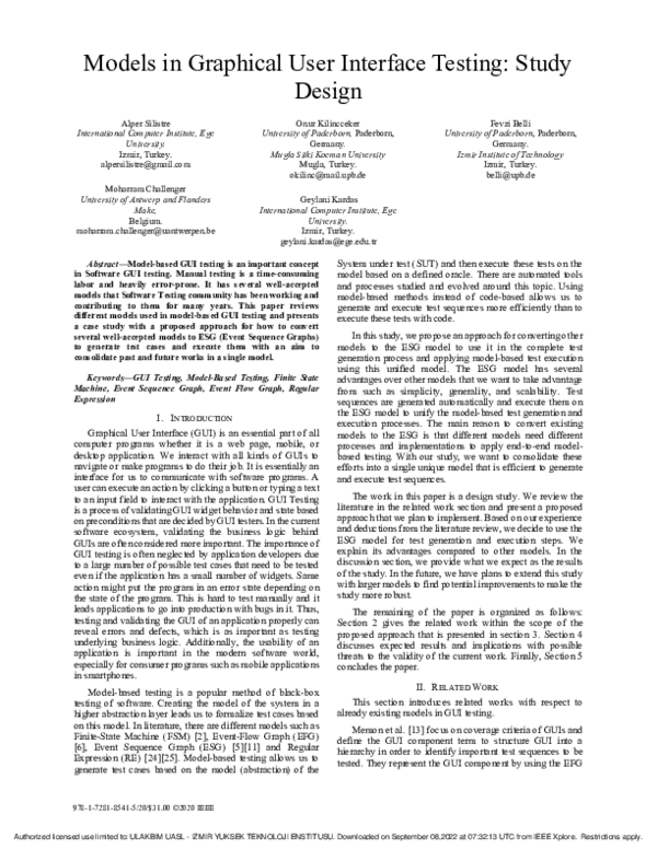 (PDF) Models in Graphical User Interface Testing: Study Design