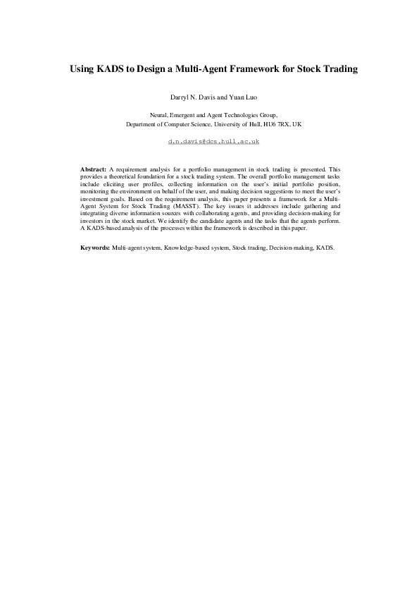 (PDF) A multi-agent framework for stock trading