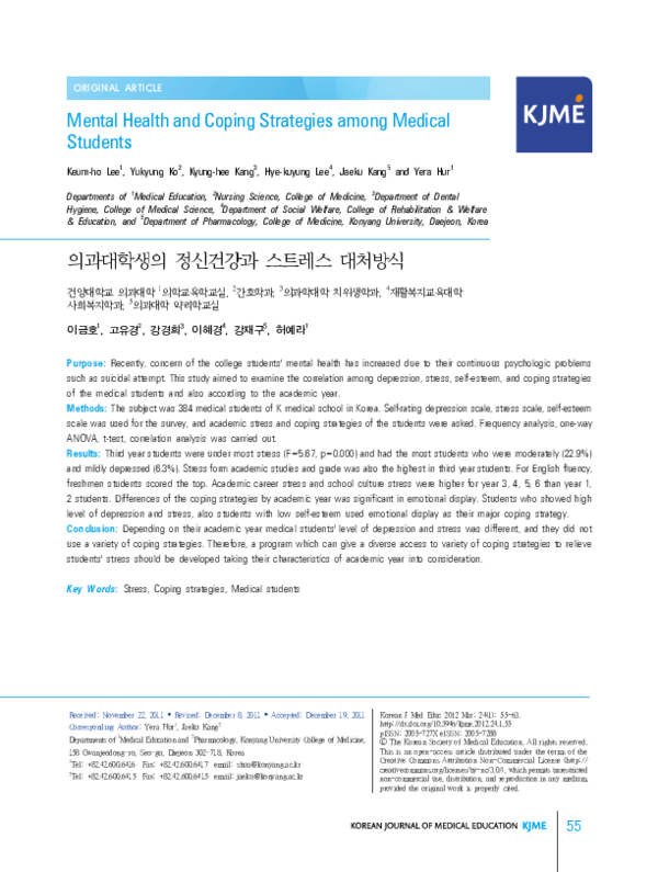 (PDF) Mental Health and Coping Strategies among Medical Students