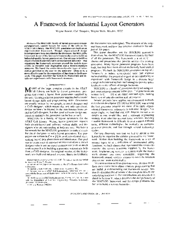 (PDF) A framework for industrial layout generators | Carl Seaquist - Academia.edu