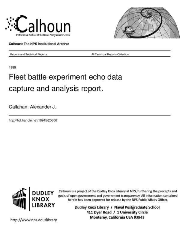 (PDF) Fleet battle experiment echo data capture and analysis report