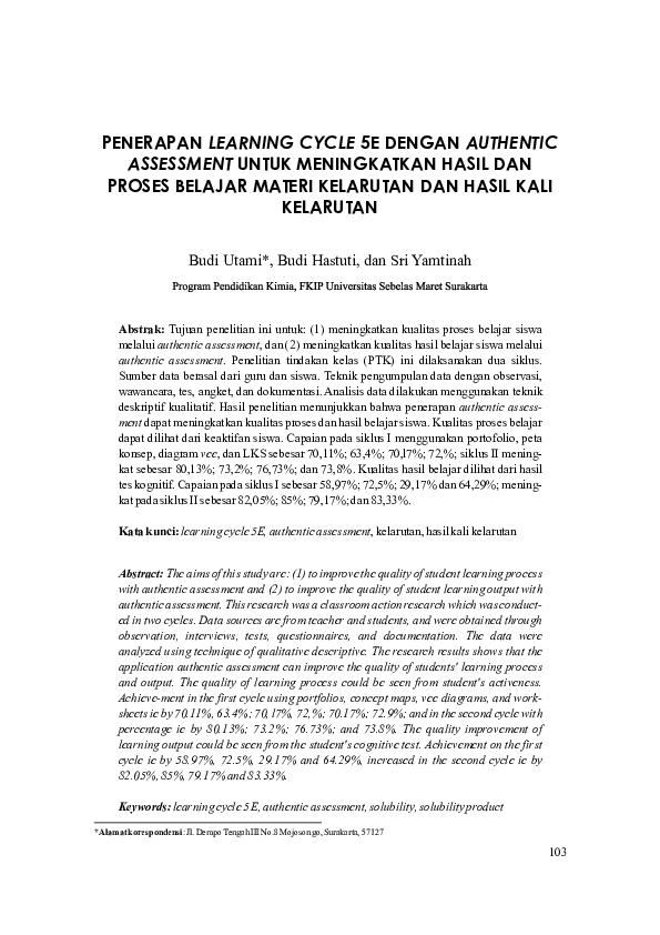 (PDF) Penerapan 5E Dengan Untuk Meningkatkan Hasil Dan Proses Belajar Materi Kelarutan Dan Hasil ...