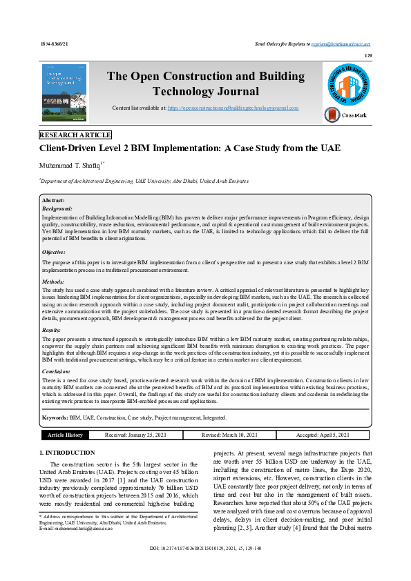 (PDF) Client-Driven Level 2 BIM Implementation: A Case Study from the UAE