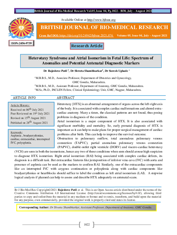 (PDF) Heterotaxy Syndrome and Atrial Isomerism in Fetal Life: Spectrum ...