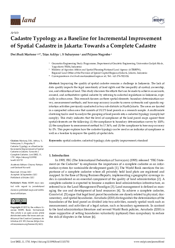(PDF) Cadastre Typology as a Baseline for Incremental Improvement of ...