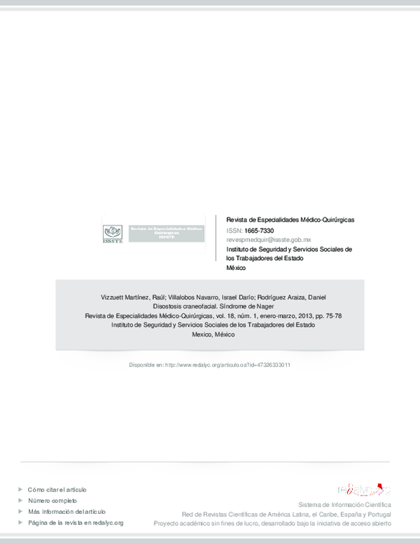 (PDF) Disostosis craneofacial. Síndrome de Nager