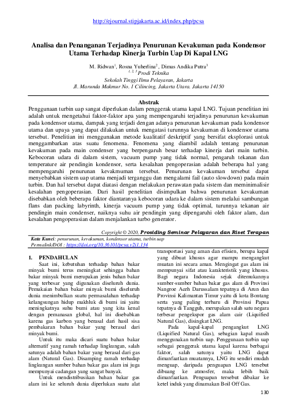(PDF) Analisa dan Penanganan Terjadinya Penurunan Kevakuman pada ...