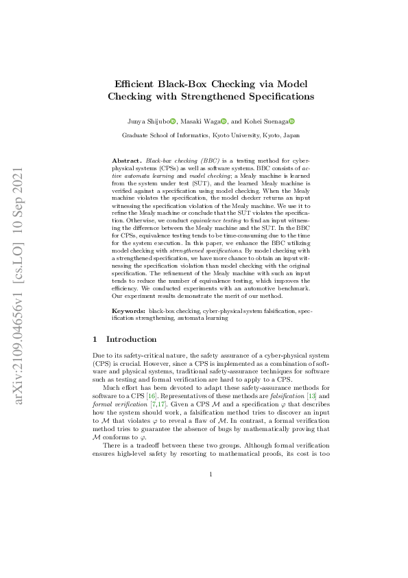 (PDF) Efficient Black-Box Checking via Model Checking with Strengthened Specifications