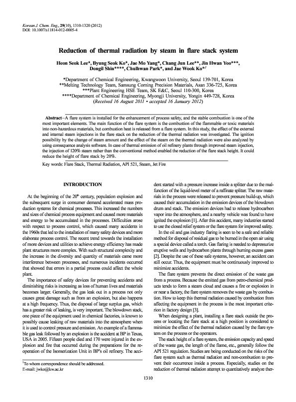 (PDF) Reduction of thermal radiation by steam in flare stack system