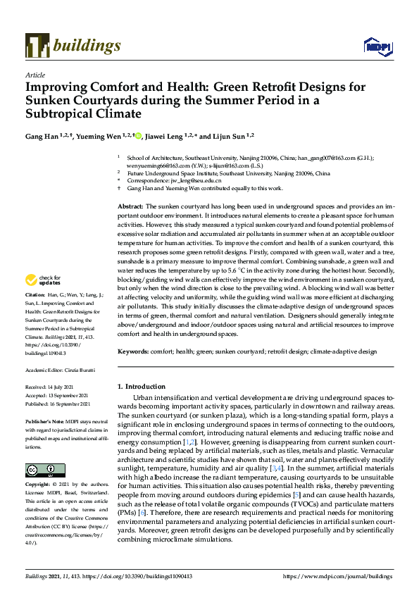 (PDF) Improving Comfort and Health: Green Retrofit Designs for Sunken ...