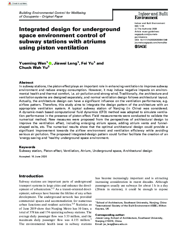 (PDF) Integrated design for underground space environment control of ...