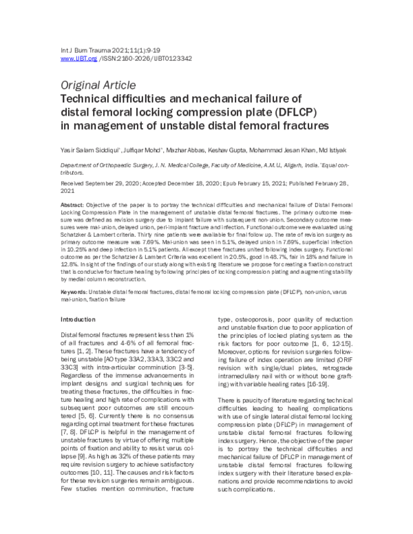 (PDF) Technical difficulties and mechanical failure of distal femoral ...