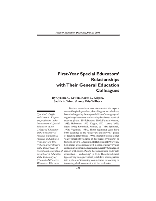 (PDF) First-Year Special Educators' Relationships with Their General ...