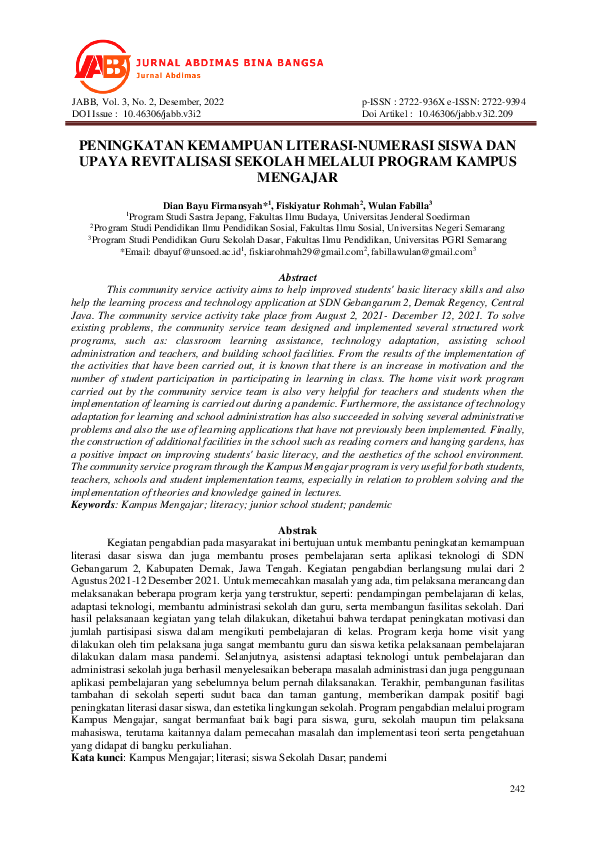 (PDF) PENINGKATAN KEMAMPUAN LITERASI-NUMERASI SISWA DAN UPAYA REVITALISASI SEKOLAH MELALUI ...