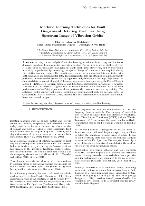 (PDF) Machine Learning Techniques for Fault Diagnosis of Rotating Machines Using Spectrum Image ...