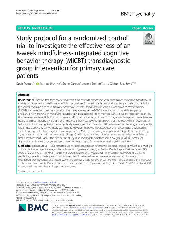 (PDF) Study protocol for a randomized control trial to investigate the ...