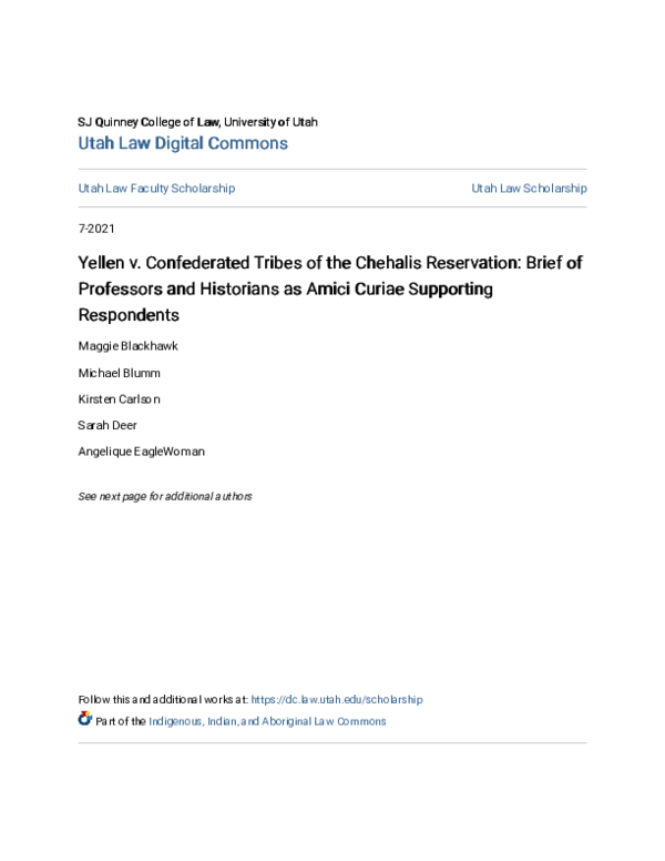 (PDF) Yellen v. Confederated Tribes of the Chehalis Reservation: Brief ...