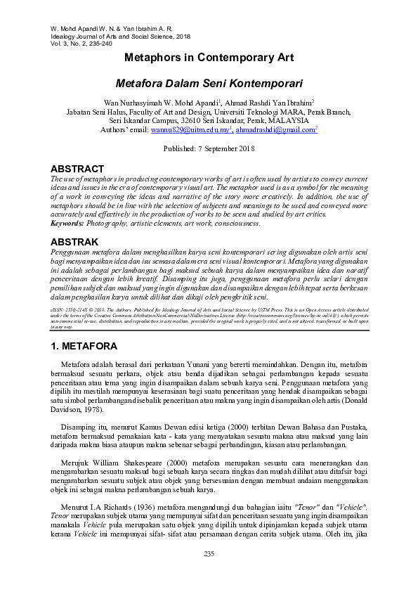 (PDF) Metaphors in Contemporary Art