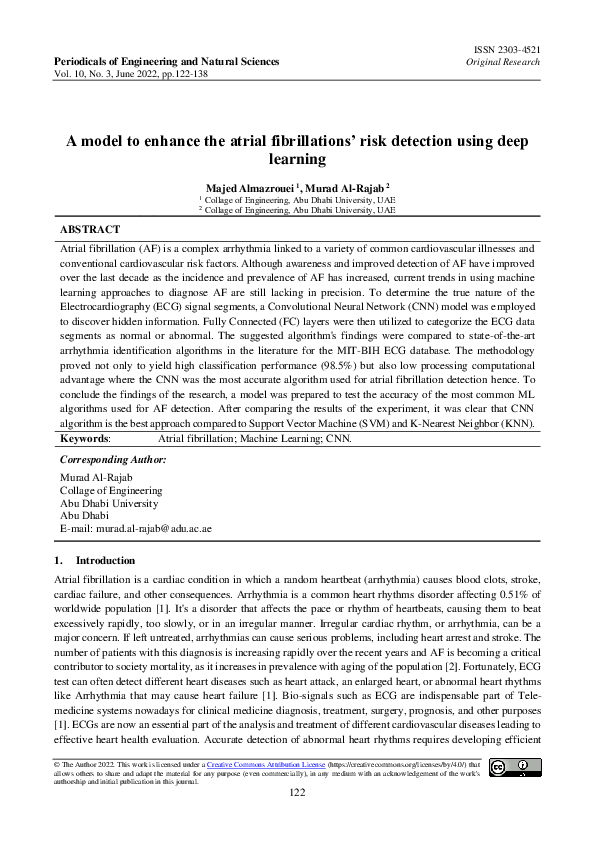 Pdf A Model To Enhance The Atrial Fibrillations Risk Detection Using Deep Learning