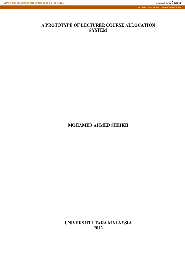 (PDF) A Prototype of Lecturer Course Allocation System
