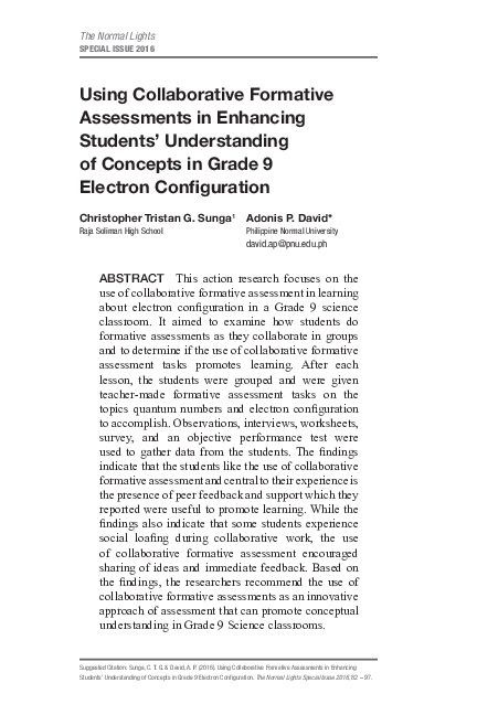 (PDF) Using Collaborative Formative Assessments in Enhancing Studentsâ ...