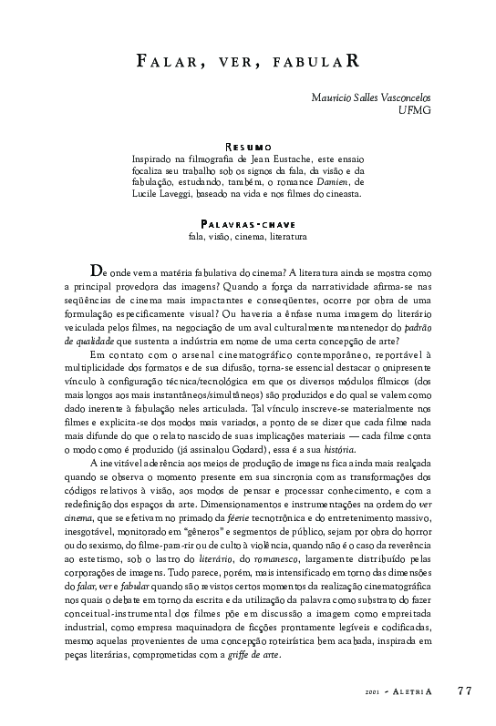 (PDF) Falar, Ver, Fabular