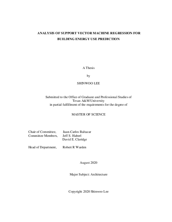 Pdf Analysis Of Support Vector Machine Regression For Building Energy Use Prediction