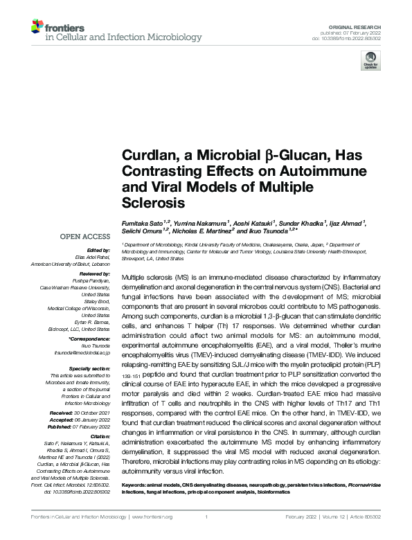 (PDF) Curdlan, a Microbial β-Glucan, Has Contrasting Effects on ...