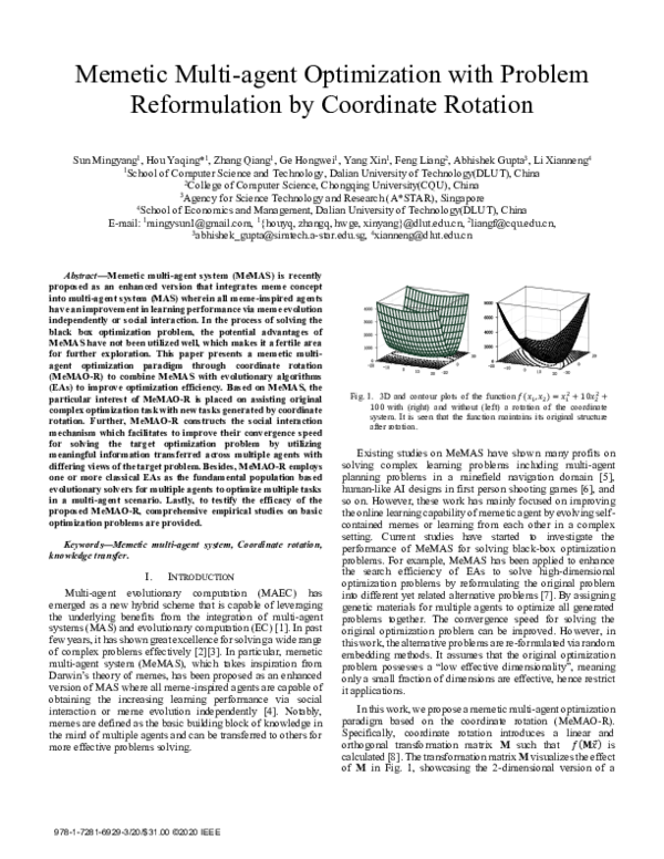 (PDF) Memetic Multi-agent optimization with Problem Reformulation by ...