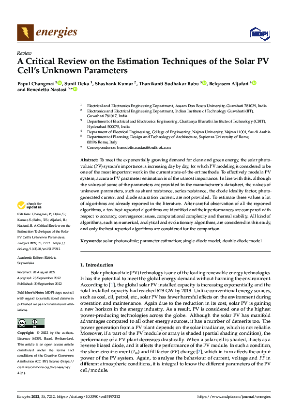 (PDF) A Critical Review on the Estimation Techniques of the Solar PV ...