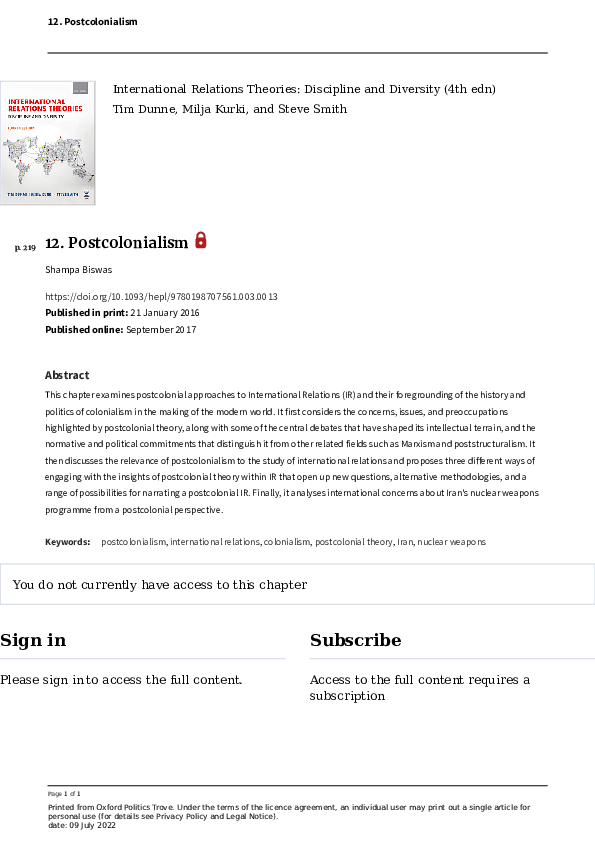 (PDF) 12. Postcolonialism