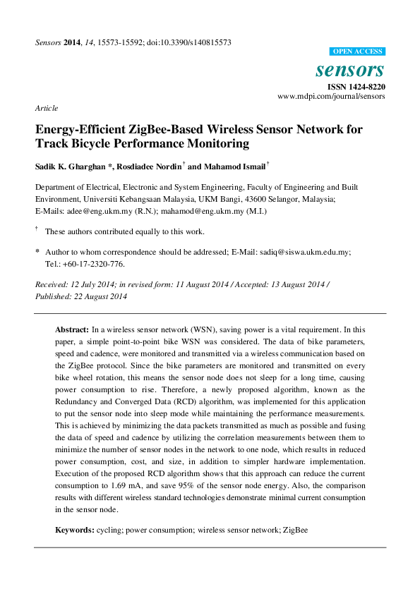 Pdf Energy Efficient Zigbee Based Wireless Sensor Network For Track