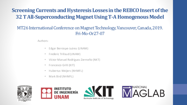 (PDF) Screening Currents and Hysteresis Losses in the REBCO Insert of ...
