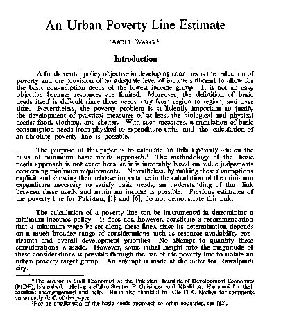 (PDF) An Urban Poverty Line Estimate