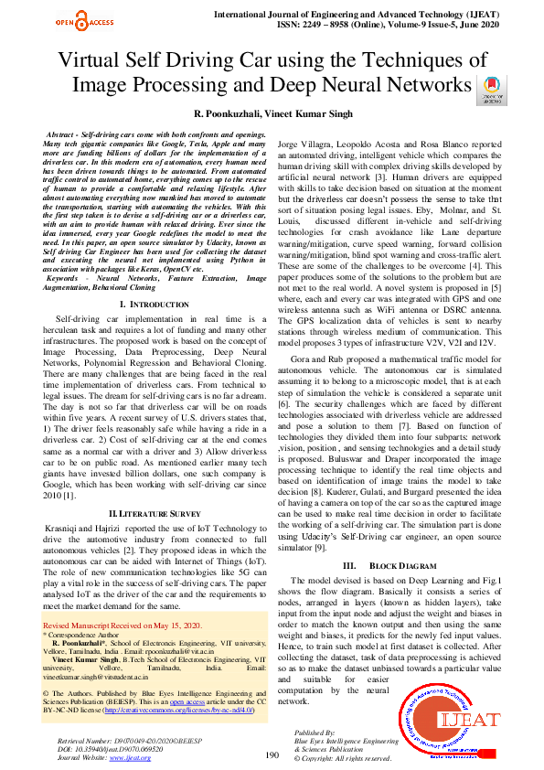 (PDF) Virtual Self Driving Car using the Techniques of Image Processing and Deep Neural Networks
