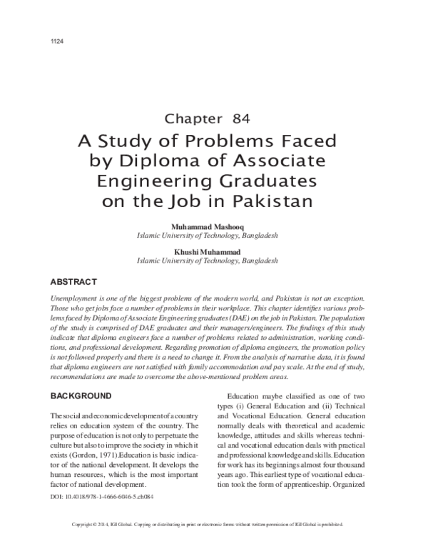(PDF) A Study of Problems Faced by Diploma of Associate Engineering ...