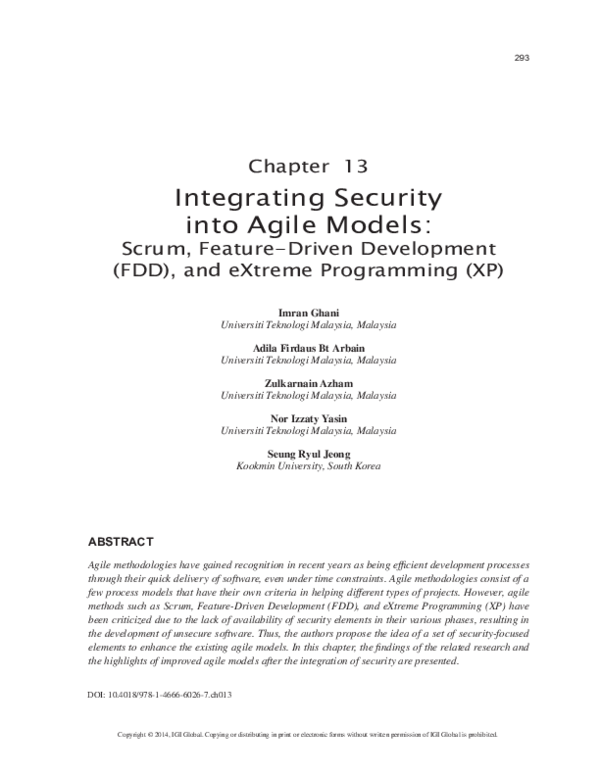 (PDF) Integrating Security into Agile Models (PDF) Integrating Security into Agile Models