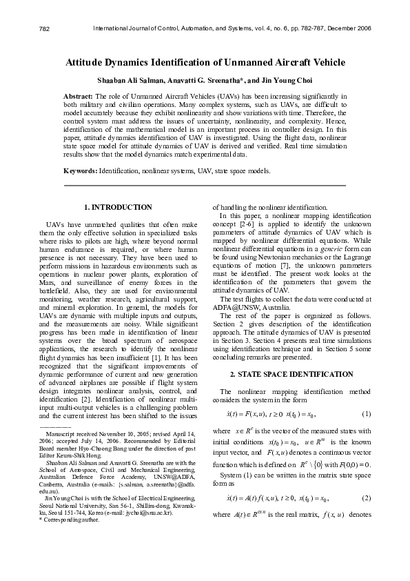 (PDF) Attitude dynamics identification of unmanned aircraft vehicle