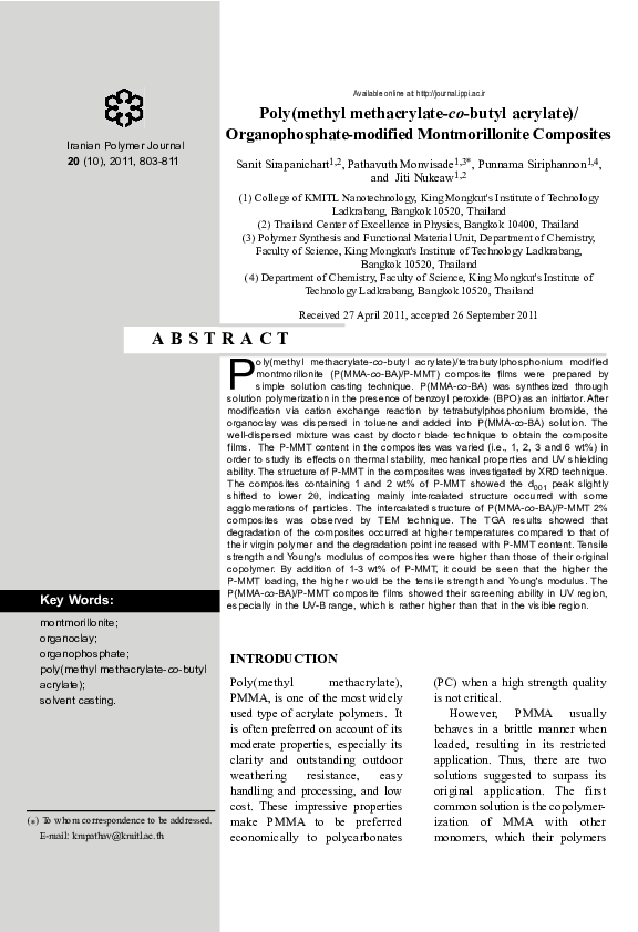 (PDF) Poly(methyl methacrylate-co-butyl acrylate)/ Organophosphate ...