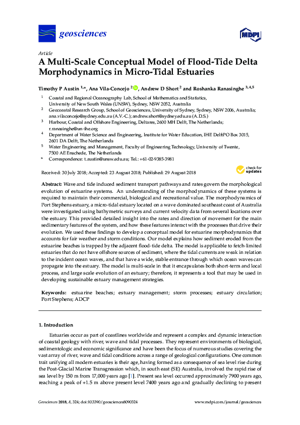 (PDF) A Multi-Scale Conceptual Model of Flood-Tide Delta Morphodynamics in Micro-Tidal Estuaries