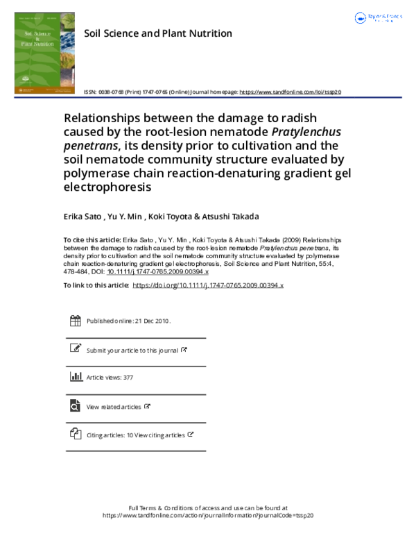 (PDF) Relationships between the damage to radish caused by the root ...
