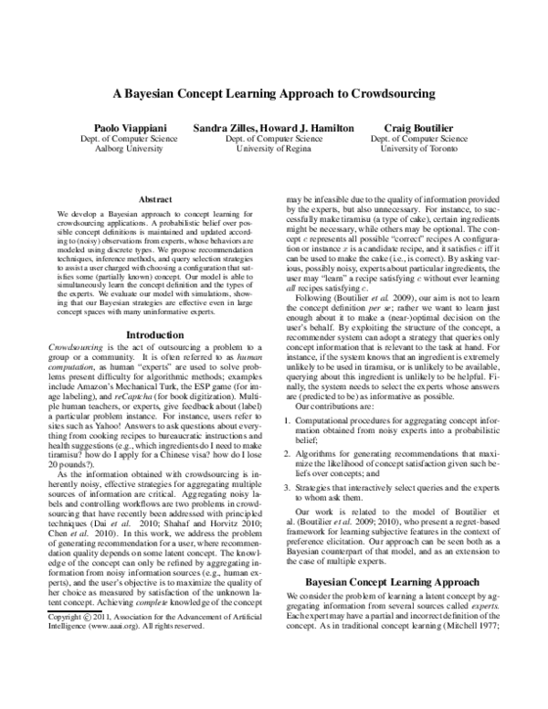 (PDF) A Bayesian Concept Learning Approach to Crowdsourcing