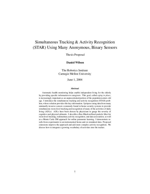 (PDF) Simultaneous Tracking and Activity Recognition | Howard Hamilton ...