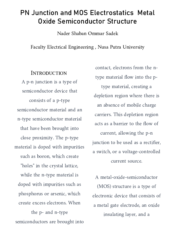 (PDF) PN Junction and MOS Electrostatics Metal Oxide Semiconductor ...
