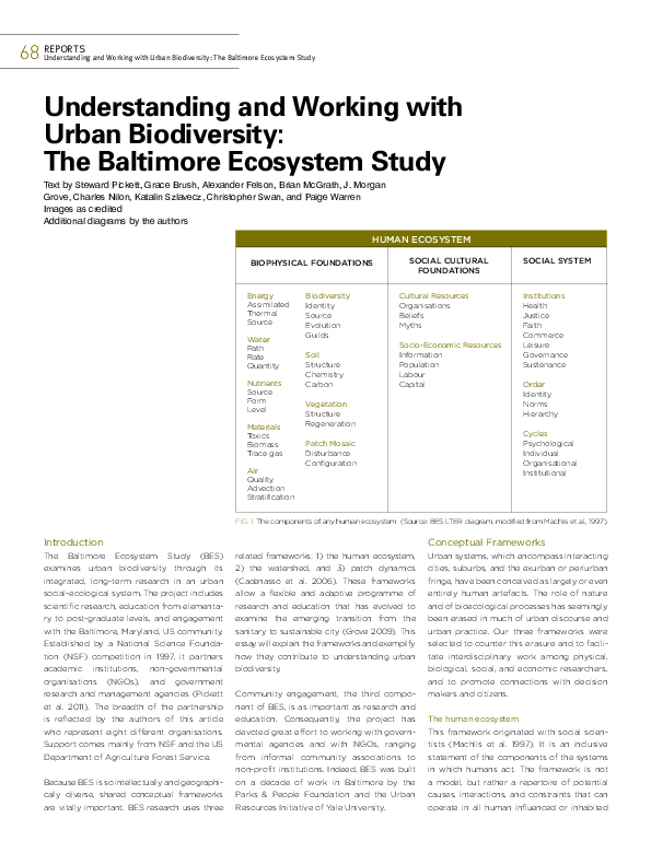 (PDF) Understanding and Working With Urban Biodiversity: The Baltimore ...