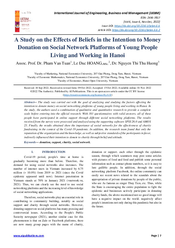 (PDF) A Study on the Effects of Beliefs in the Intention to Money ...