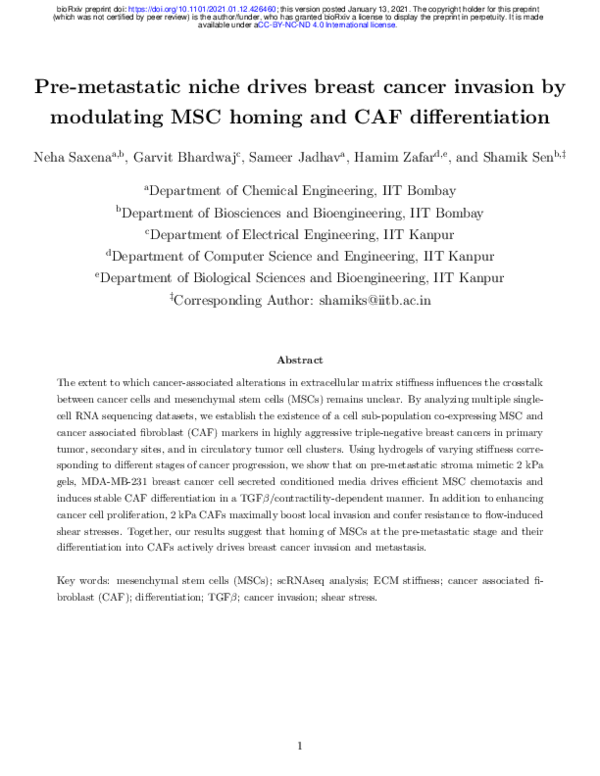(PDF) Pre-metastatic niche drives breast cancer invasion by modulating ...