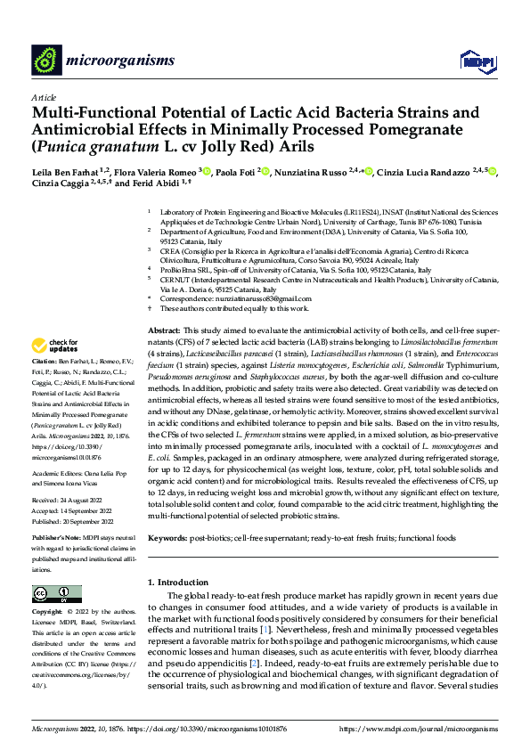 (PDF) Multi-Functional Potential of Lactic Acid Bacteria Strains and Antimicrobial Effects in ...